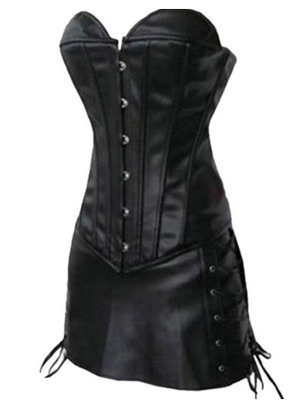 Wholesale Black Strapless Faux Leather Corset Dress Wonder Beauty